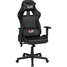 Chefsessel Duo Collection "Game-Rocker G-10 LED" Stühle Gr. B/H/T: 66 cm x 135 cm x 66 cm, Kunstleder-Netzstoff, schwarz (schwarz, schwarz) Chefsessel Gaming Chair mit LED Wechselbeleuchtung