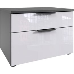 Nachtkommode wimex "level36 D by fresh to go" Sideboards Gr. B/H/T: 54 cm x 39 cm x 41 cm, 2 St., grau (korpus graphit, front lack weiß) mit soft-close Funktion und Lackfronten, 2 Schubladen