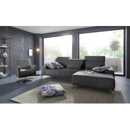 Sit & More Ecksofa SIT & MORE "Gizeh L-Form", grau (steel), B:289cm T:178cm, Sofas, Ecksofa, Fu&szlig;h&ouml;he 15 cm, inklusive Sitztiefenverstellung und Kopfteilverstellung