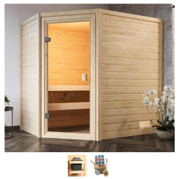 Welltime Sauna "Juli" Saunen ohne Ofen Gr. ohne Ofen, beige (naturbelassen)