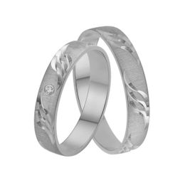 Trauring Firetti "Schmuck Geschenk Gold 375 Hochzeit Ehering "LIEBE" Welle" Fingerringe Gr. 16,5, ohne Brillant, Weißgold 375, 4 mm, weiß (weißgoldfarben) Made in Germany, wahlweise mit oder ohne Brillant