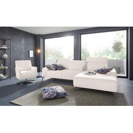Sit & More Ecksofa SIT & MORE "Gizeh L-Form", beige (elfenbein), B:289cm T:178cm, Sofas, Ecksofa, Fu&szlig;h&ouml;he 15 cm, inklusive Sitztiefenverstellung und Kopfteilverstellung