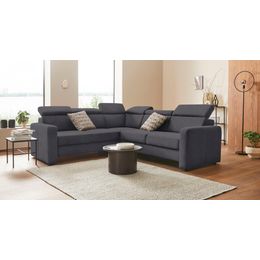 Sit & More Ecksofa SIT & MORE "Bologna L-Form", grau (anthrazit), B:247cm H:84cm T:227cm, Sofas, Ecksofa, Kopfteilverstellung, wahlweise mit Bettfunktion und Schubkasten