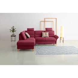 Ecksofa Home Affaire "Westerland L-Form", rot (bordeaux), B:238cm H:90cm T:213cm, 100% Polyester, Sofas, Ecksofa, Federkern-Polsterung, wahlweise mit Bettfunktion, Bettkasten