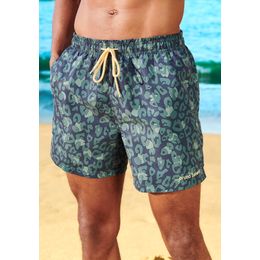 Badeshorts Bruno Banani Gr. XL (54/56), N-Gr, blau (marine, oliv) Herren Badehosen mit Animalprint