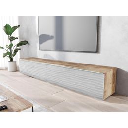 Lowboard Inosign "Vera", grau (kastanie eichefarben, betonfarben geriffelt), B:180cm H:30cm T:33cm, FSC-zertifizierter Holzwerkstoff, Sideboards, Breite 180 cm mit besonderer Strukturfront, stehend und hängend