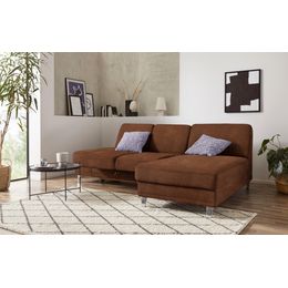 Sit & More Ecksofa SIT & MORE "Clio L-Form", braun (cognac), B:246cm H:89cm T:165cm, Sofas, Ecksofa, wahlweise mit Bettfunktion oder Vorziehsitz und Bettkasten, Federkern