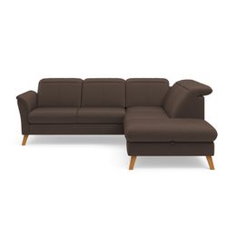 Sit & More Ecksofa SIT & MORE "Romero L-Form", braun (dunkelbraun), B:250cm H:91cm T:220cm, 100% Polyester, Sofas, Ecksofa, wahlweise mit oder ohne TV-Funktion, Bettfunktion, Bettkasten
