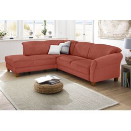 Ecksofa Home Affaire "Gotland L-Form", orange (terra), B:257cm H:84cm T:212cm, Struktur (100% Polypropylen);Luxus-Microfaser ALTARA NUBUCK (100% Polyester);90% Polyester/10% Polyamid Luxus-Microfaser (100% Polyester), Sofas, Ecksofa, wahlweise mit Sitztiefenverstellung + Bettkasten