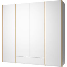 Müllermöbel Drehtürenschrank MÜLLER SMALL LIVING "Modular Plus Variante 5" Schränke Gr. H/T: 221 cm x 60 cm, 4 St., weiß (weiß, birke) Drehtürenschränke geräumige Schublade, Anbauregal rechts oder links montierbar