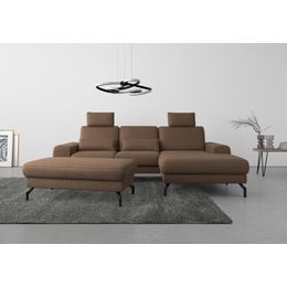 Sit & More Ecksofa SIT & MORE "Cinturo L-Form", braun, B:283cm H:91cm T:175cm, Sofas, Ecksofa, inklusive Sitztiefenverstellung und Federkern, Sitzh&ouml;he 48 cm