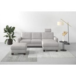 Ecksofa Home Affaire "Summer L-Form", silber, B:249cm H:91cm T:164cm, 95% Polyester, 5% Polyamid, Sofas, Ecksofa, mit Recamiere, mit oder ohne Bettfunktion und Bettkasten, Cord-Bezug