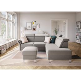 Sit & More Ecksofa SIT & MORE "Vincenzo L-Form", grau (steelgrau), B:245cm H:84cm T:193cm, Sofas, Ecksofa, inklusive Kopfteilverstellung, wahlweise mit Bettfunktion, Bettkasten