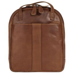 Cityrucksack CLUTY Gr. H/T: 26 cm x 7 cm, braun (cognac) Rucksäcke echt Leder