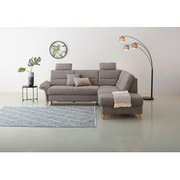 Ecksofa Home Affaire "Westerland L-Form", braun (latte), B:238cm H:90cm T:213cm, 100% Polyester, Sofas, Ecksofa, Federkern-Polsterung, wahlweise mit Bettfunktion, Bettkasten