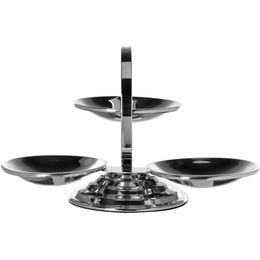 Etagere Fink "SERVO", silber (silberfarben), B:25cm H:31,5cm T:49cm, Edelstahl, Servierplatten, aus Edelstahl, mit 3 Schälchen, Höhe ca. 31,5 cm