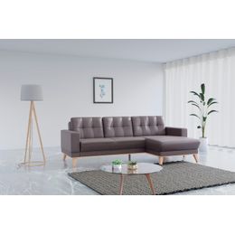 Sit & More Ecksofa SIT & MORE "Lavida L-Form", grau (hellgrau), B:279cm H:90cm T:167cm, 100% PES, Sofas, Ecksofa, wahlweise mit Kippfunktion und Bettkasten