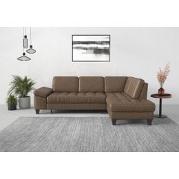 Sit & More Ecksofa SIT & MORE "Westham L-Form", braun (coffee), B:261cm H:88cm T:179cm, 100% Polyester, Sofas, Ecksofa, mit Ottomane, mit oder ohne Bettfunktion, Bettkasten, Verstellung