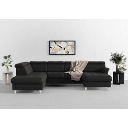 Sit & More Wohnlandschaft SIT & MORE "Marano U-Form", grau (anthrazit), B:304cm T:216cm, 100% Polyester, Sofas, Wohnlandschaft, inklusive Kopfteilverstellung, wahlweise mit Bettfunktion, Bettkasten