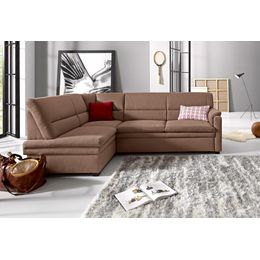 Sit & More Ecksofa SIT & MORE "Pisa L-Form", braun, B:245cm H:89cm T:161cm, NaturLEDER (echtes Rindsleder), Korpus in Kunstleder SOFTLUX;Luxus-Microfaser (90% Polyester, 10% Polyamid);Struktur (100% Polyester);Luxus-Microfaser ALTARA NUBUCK (100% Polyester), Sofas, Ecksofa, mit Federkern, wahlweise mit Bettfunktion