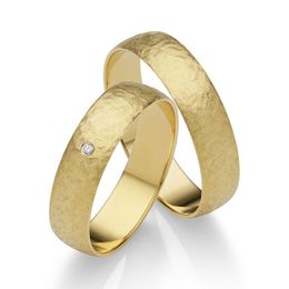 Trauring Firetti "Schmuck Geschenk Gold 375 Hochzeit Ehering "LIEBE"" Fingerringe Gr. 53, 0,01 ct SI = kleine Einschlüsse mit Brillant, Gelbgold 585, 5 mm, gelb (gelbgoldfarben) Trauringe Made in Germany, wahlweise mit oder ohne Brillant