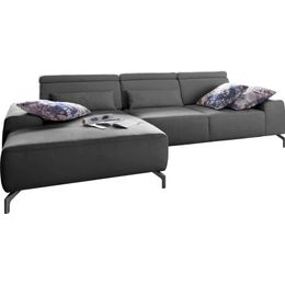 Sit & More Ecksofa SIT & MORE "Gizeh L-Form", grau (steel), B:289cm T:178cm, Sofas, Ecksofa, Fu&szlig;h&ouml;he 15 cm, inklusive Sitztiefenverstellung und Kopfteilverstellung