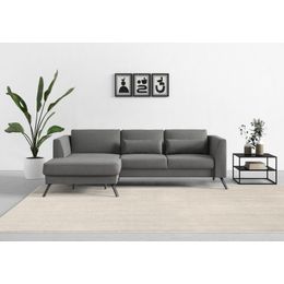 Sit & More Ecksofa SIT & MORE "Lindholm L-Form", grau, B:262cm H:88cm T:171cm, Sofas, Ecksofa, mit Sitztiefenverstellung und Federkern