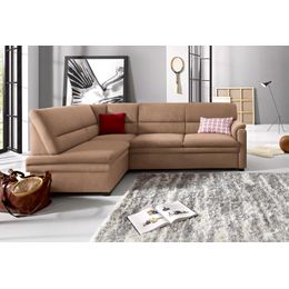 Sit & More Ecksofa SIT & MORE "Pisa L-Form", braun, B:245cm H:89cm T:161cm, NaturLEDER (echtes Rindsleder), Korpus in Kunstleder SOFTLUX;Luxus-Microfaser (90% Polyester, 10% Polyamid);Struktur (100% Polyester);Luxus-Microfaser ALTARA NUBUCK (100% Polyester), Sofas, Ecksofa, mit Federkern, wahlweise mit Bettfunktion