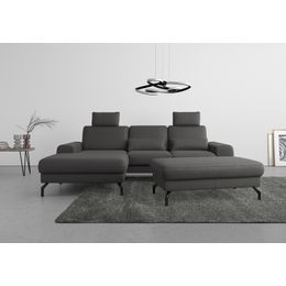 Sit & More Ecksofa SIT & MORE "Cinturo L-Form", grau (anthrazit), B:283cm H:91cm T:175cm, Sofas, Ecksofa, inklusive Sitztiefenverstellung und Federkern, Sitzh&ouml;he 48 cm