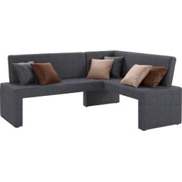 Eckbank Home Affaire "Barcelona", grau (dunkelgrau (fantasy 8201)), B:200cm H:88cm T:160cm, Massivholz, Holzwerkstoff, Polyester, Sitzbänke, In verschiedenen Stoffen und Farben