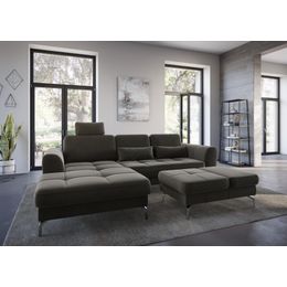 Sit & More Ecksofa SIT & MORE "Bendigo L-Form", grau (anthrazit), B:284cm H:87cm T:175cm, Sofas, Ecksofa, inklusive Sitztiefenverstellung, Bodenfreiheit 15 cm, 2 Fu&szlig;farben