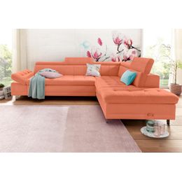 Sit & More Ecksofa SIT & MORE "Limit L-Form", orange (terrakotta), B:275cm H:89cm T:217cm, Kunstleder SOFTLUX;Luxus-Microfaser ALTARA NUBUCK (100% Polyester);Struktur (100% Polyester), Sofas, Ecksofa, wahlweise mit Bettfunktion und Bettkasten