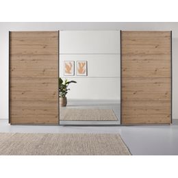 Schwebetürenschrank Rauch "Oteli" Schränke Gr. B/H/T: 360 cm x 210 cm x 68 cm, 3 St., braun (eiche artisan) mit Mittelspiegel, in verschiedenen Dekor- und Hochglanzfarben