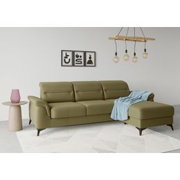Sit & More Ecksofa SIT & MORE "Sinatra L-Form", gr&uuml;n (olive), B:258cm H:85cm T:170cm, 98% Polyester, 2% Polyamid, Sofas, Ecksofa, mit Recamiere, optional mit Kopfteilverstellung und Armteilfunktion