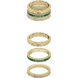 Ring-Set Lacoste "TRILA, 2040282B,C,D" Fingerringe Gr. 52, Edelstahl, bunt (gelbgoldfarben, grün, weiß, kristallweiß) Damen mit Emaille - Glasstein