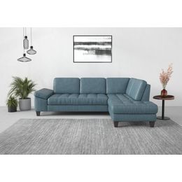 Sit & More Ecksofa SIT & MORE "Westham L-Form", bunt (graublau), B:261cm H:88cm T:179cm, 100% Polyester, Sofas, Ecksofa, mit Ottomane, mit oder ohne Bettfunktion, Bettkasten, Verstellung