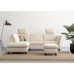 Ecksofa Home Affaire "Trelleborg L-Form", beige (creme), B:252cm H:86cm T:213cm, 100% Polyester, Sofas, Ecksofa, wahlweise mit Bettfunktion und Bettkasten, inkl. Federkern-Polsterung