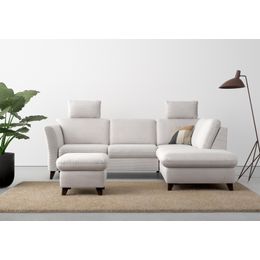 Ecksofa Home Affaire "Trelleborg L-Form", silber, B:252cm H:86cm T:213cm, 95% Polyester, 5% Polyamid, Sofas, Ecksofa, wahlweise mit Bettfunktion und Bettkasten, inkl. Federkern-Polsterung
