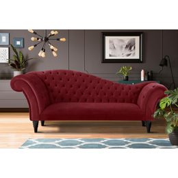 3-Sitzer Home Affaire "Chester", rot (dunkelrot), B:240cm H:77cm T:90cm, Luxus-Microfaser (100% Polyester);Luxus-Microfaser Vintageoptik (100% Polyester);Samtoptik (100% Polyester), Sofas, mit Knopfheftung in Recamieren-Optik