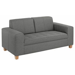 2-Sitzer Home Affaire "Corby", grau (hellgrau), B:172cm H:80cm T:90cm, NaturLEDER (echtes Rindsleder) auf Sitzfl&auml;che, Kunstleder im Korpus;Melrose (100% Polyester);Struktur fein (100% Polyester);Chenille (100% Polyester), Sofas, Steppung auf Sitzfl&auml;che