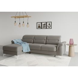Sit & More Ecksofa SIT & MORE "Sinatra L-Form", braun (schlamm), B:258cm H:85cm T:170cm, 100% Polyester, Sofas, Ecksofa, mit Recamiere, optinal mit Kopfteilverstellung und Armteilfunktion
