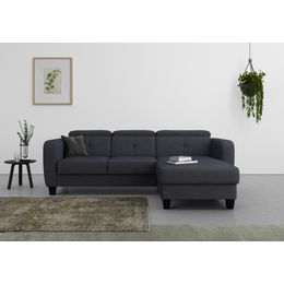 Sit & More Ecksofa SIT & MORE "Belluci L-Form", blau (tiefblau), B:247cm H:85cm T:170cm, Sofas, Ecksofa, inklusive Federkern, wahlweise mit Bettfunktion und Bettkasten