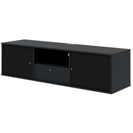 TV-Board HAMMEL FURNITURE "Mistral Fernsehschrank, Medienmöbel, Hängend" Sideboards Gr. B/H/T: 161,5 cm x 41,6 cm x 45 cm, 1, schwarz (schwarz gebeizt) TV-Lowboards Türen mit Akustikstoff, Schublade, Lowboard, B: 161,5 cm