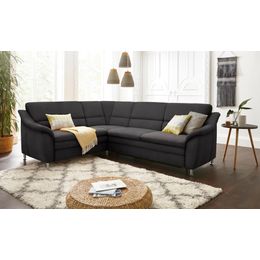 Sit & More Ecksofa SIT & MORE "Cardoso L-Form", grau (anthrazit), B:249cm H:90cm T:209cm, Flachgewebe (100% Polyester);Struktur (100% Polyester);Luxus-Microfaser (90% Polyester, 10% Polyamid), Sofas, Ecksofa, mit Federkern, wahlweise mit Bettfunktion und Schubkasten