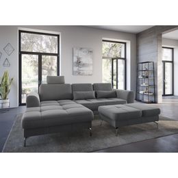Sit & More Ecksofa SIT & MORE "Bendigo L-Form", grau (hellgrau), B:284cm H:87cm T:175cm, Sofas, Ecksofa, inklusive Sitztiefenverstellung, Bodenfreiheit 15 cm, 2 Fu&szlig;farben