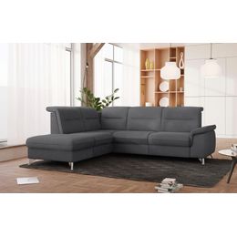 Sit & More Ecksofa SIT & MORE "Astoria L-Form", grau (anthrazit), B:256cm H:91cm T:225cm, 100% Polyester, Sofas, Ecksofa, wahlweise mit motorischer Relaxfunktion