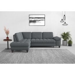 Sit & More Ecksofa SIT & MORE "Westham L-Form", grau, B:261cm H:88cm T:179cm, 100% Polyester, Sofas, Ecksofa, mit Ottomane, mit oder ohne Bettfunktion, Bettkasten, Verstellung