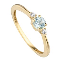Fingerring Jobo "Ring mit Blautopas und Zirkonia" Gr. 52, gold (gelbgold 333), Fingerringe, Damen, 52, Gelbgold 333, Fingerring, 333 Gold