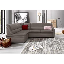 Sit & More Ecksofa SIT & MORE "Pisa L-Form", grau (elefant), B:245cm H:89cm T:161cm, NaturLEDER (echtes Rindsleder), Korpus in Kunstleder SOFTLUX;Luxus-Microfaser (90% Polyester, 10% Polyamid);Struktur (100% Polyester);Luxus-Microfaser ALTARA NUBUCK (100% Polyester), Sofas, Ecksofa, mit Federkern, wahlweise mit Bettfunktion