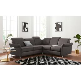 Sit & More Ecksofa SIT & MORE "Darwin L-Form", grau (anthrazit), B:249cm T:229cm, Sofas, Ecksofa, inklusive Federkern, wahlweise mit Kopfteilverstellung, Bettfunktion